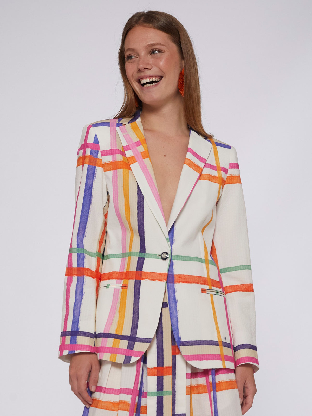 Hannah Check Jacket - Watercolor Print– 25 South Boutiques